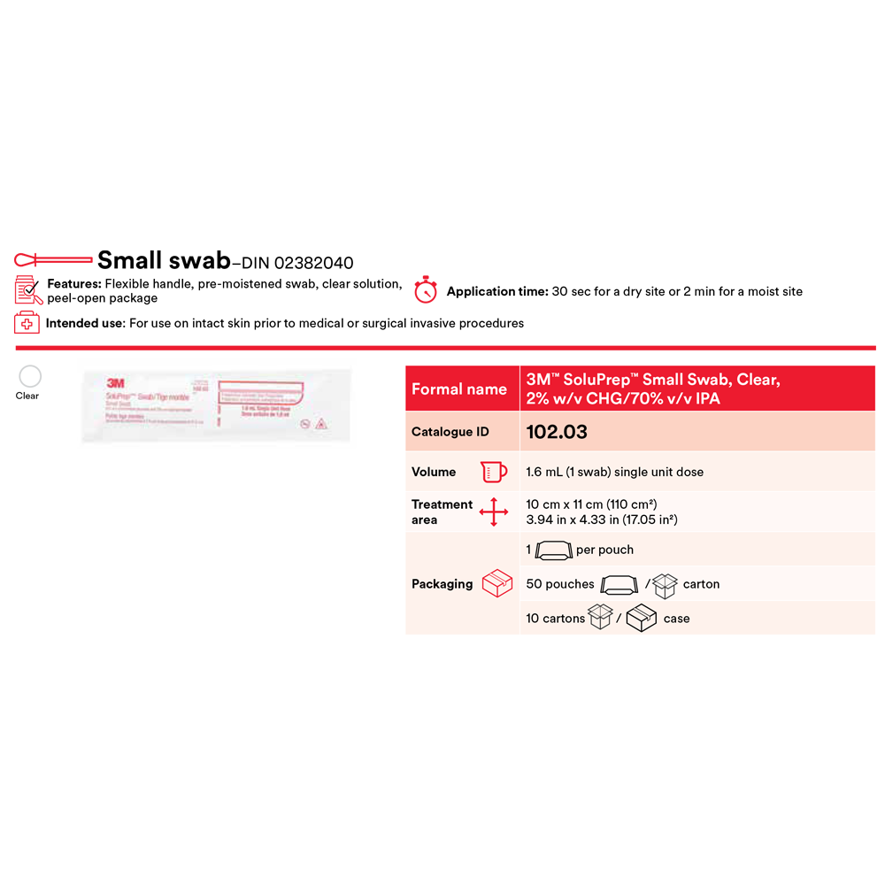 3M Soluprep Swabstick 102.03 | Clear | Small — C6.ca