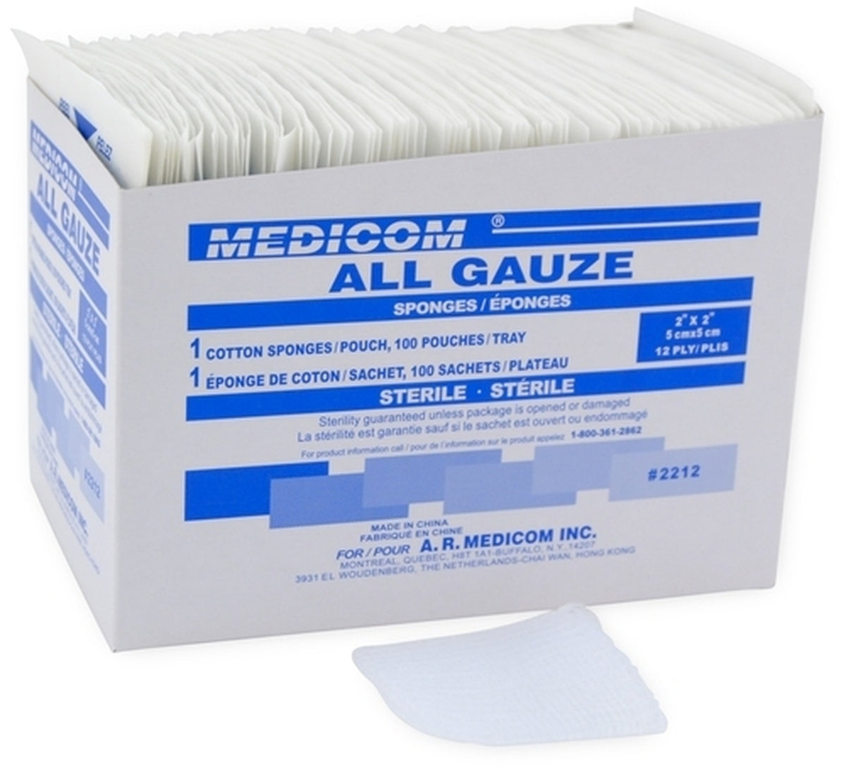 Woven Sponge Gauze | 2 x 2" - 12-Ply | Sterile | 100 Each per Pack — C6.ca
