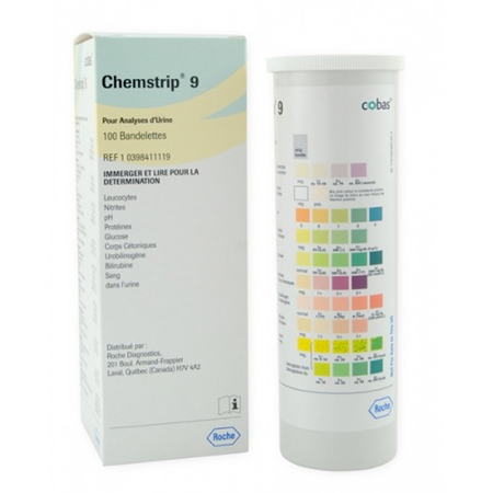 Roche Chemstrip® 9 Urinalysis Test Strips | 100 per Pack — C6.ca